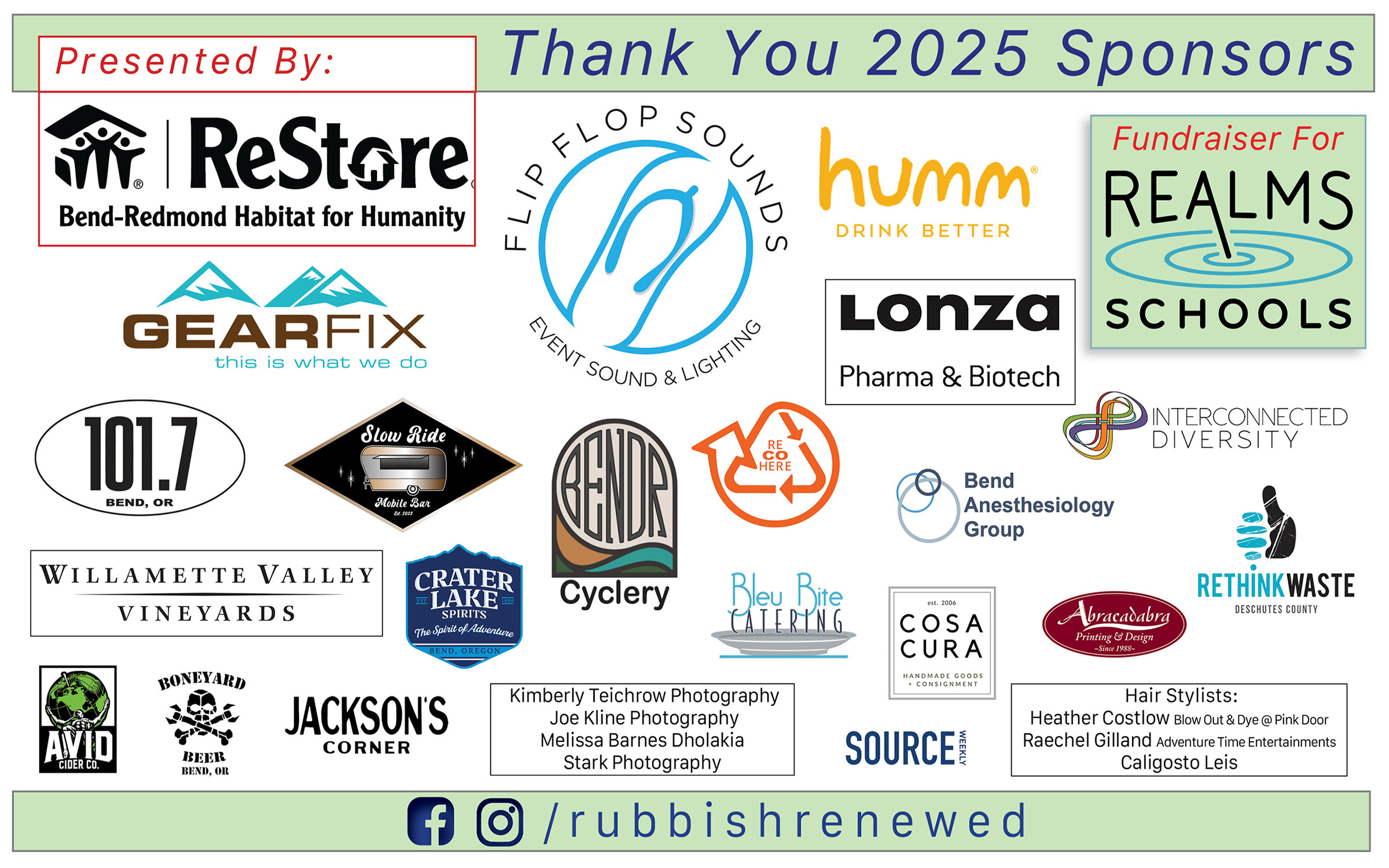 SPONSORS 2025 | Rubbish Renewed Eco Fashion Show